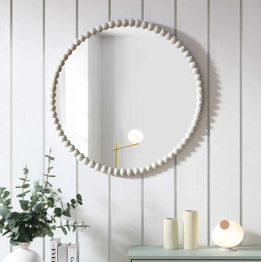Daals + Luna Round Bobbin Wall Mirror 77 x 77 cm, Washed White