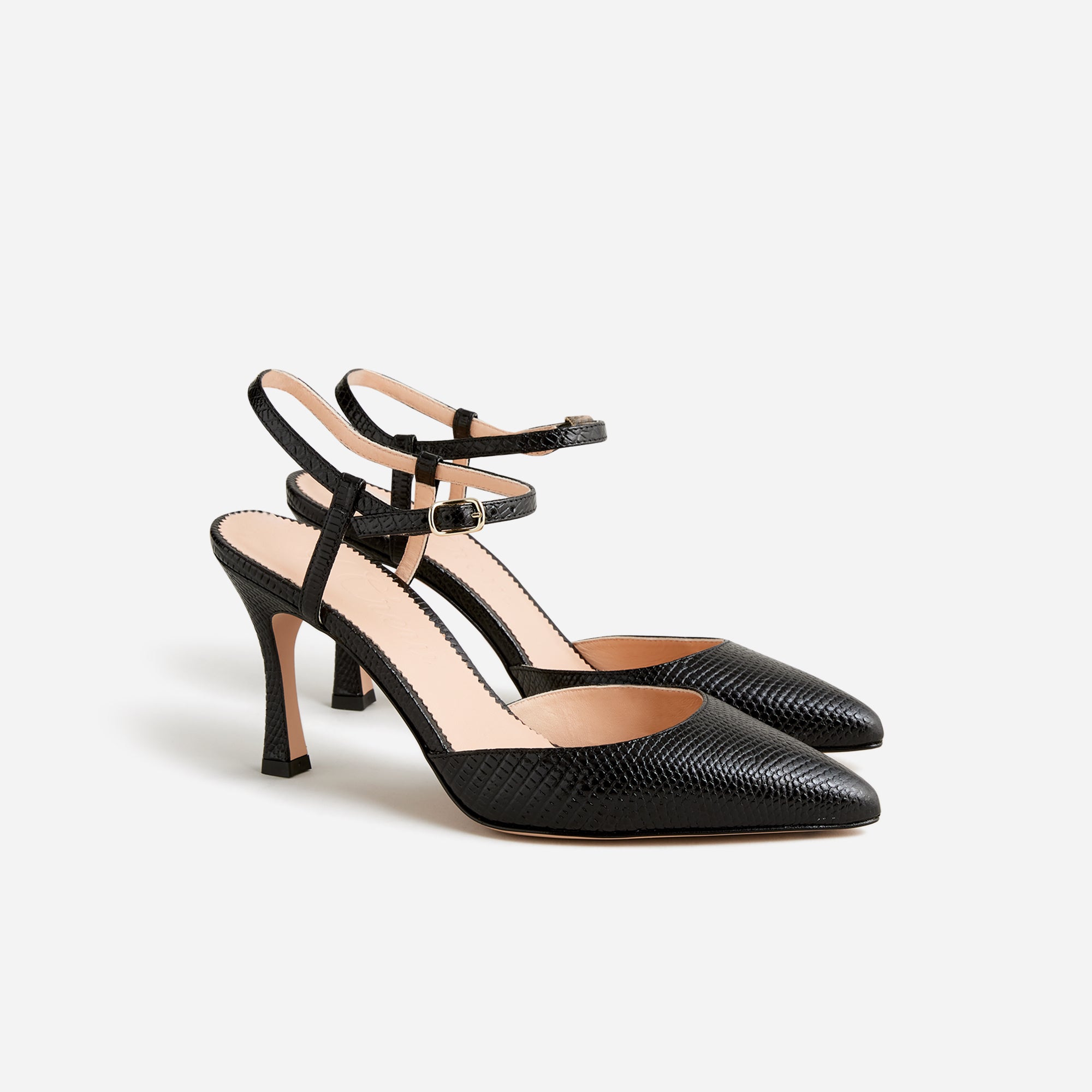 J. Crew + Elsie Made-in-Italy lizard-embossed leather heels