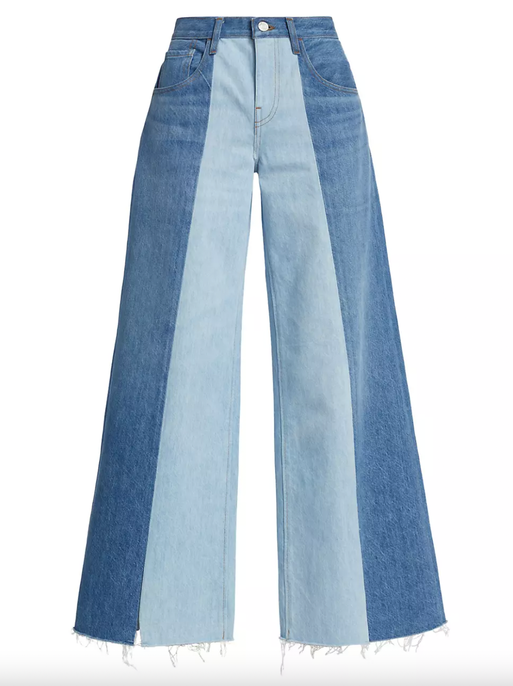 Frame + Mid-Rise Split-Seam Wide-Leg Jeans