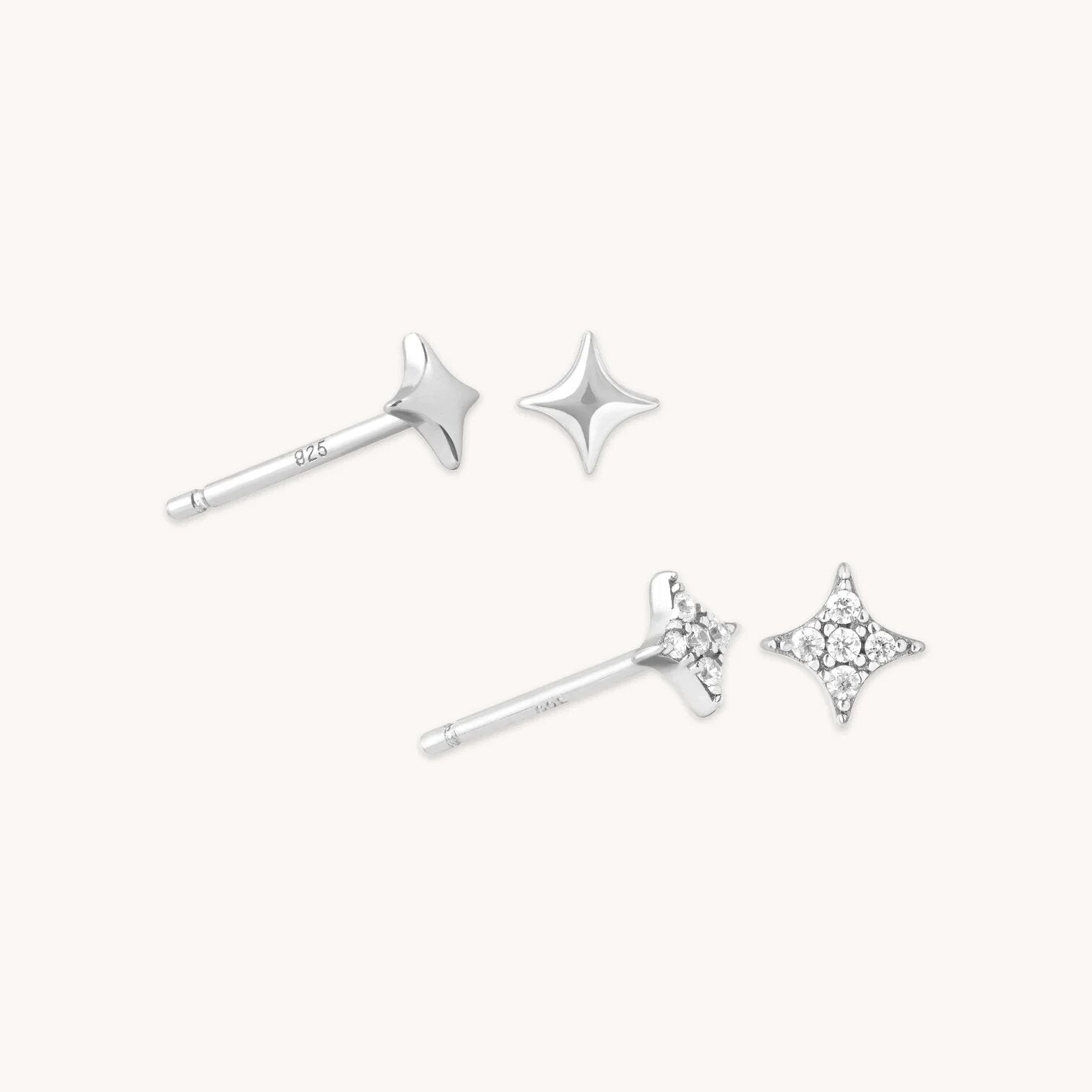 Astrid & Miyu + Cosmic Star Studs Stacking Set in Silver