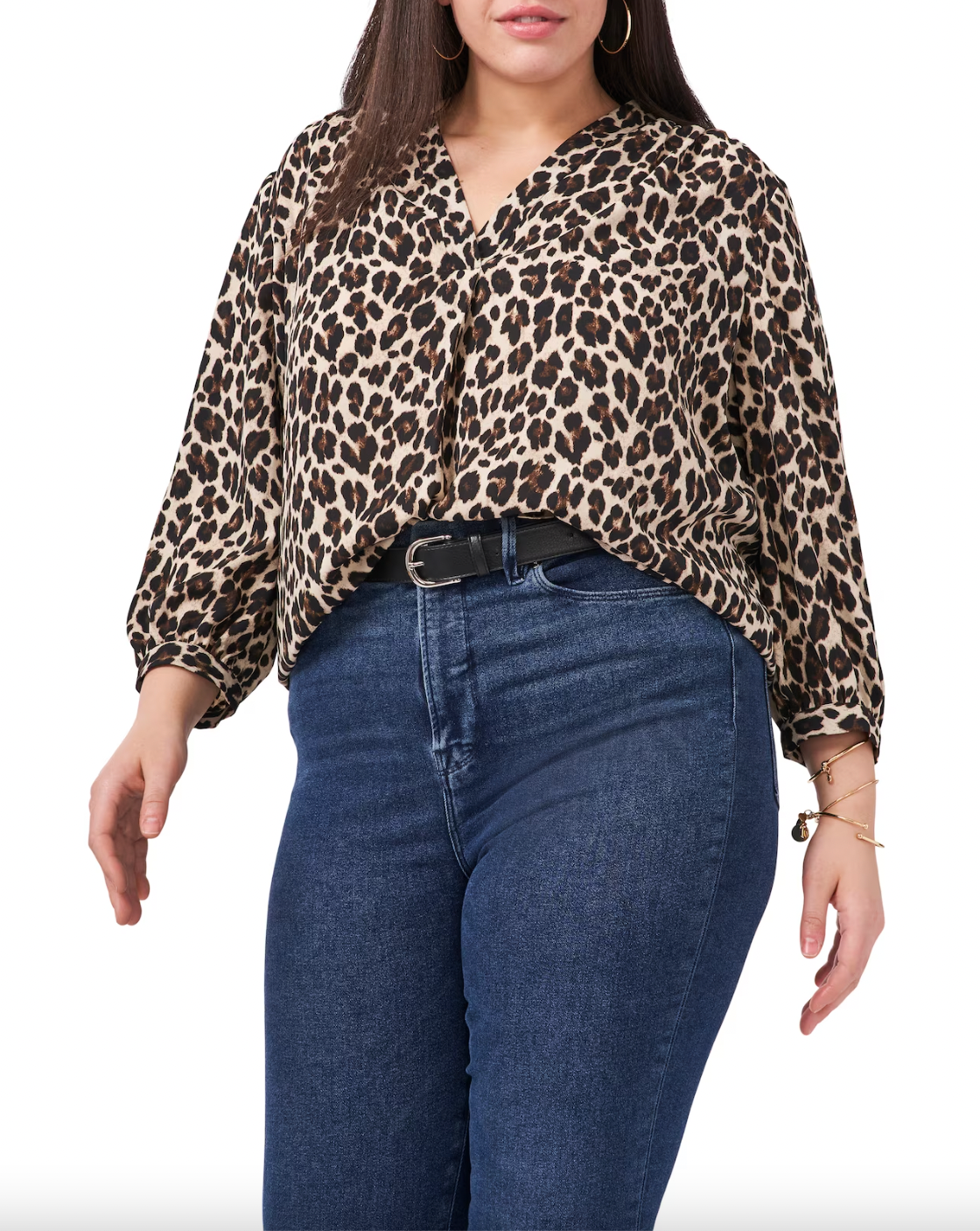 Vince Camuto + Leopard-Print V-Neck Top (Plus Size)