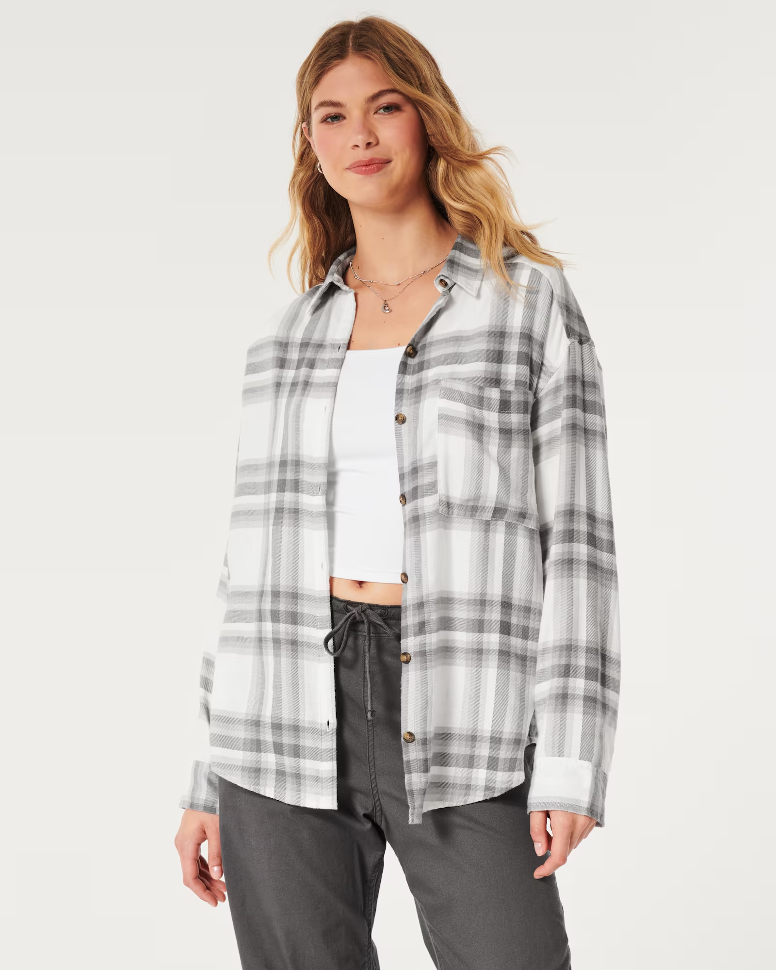 Hollister + Oversized Flannel Shirt