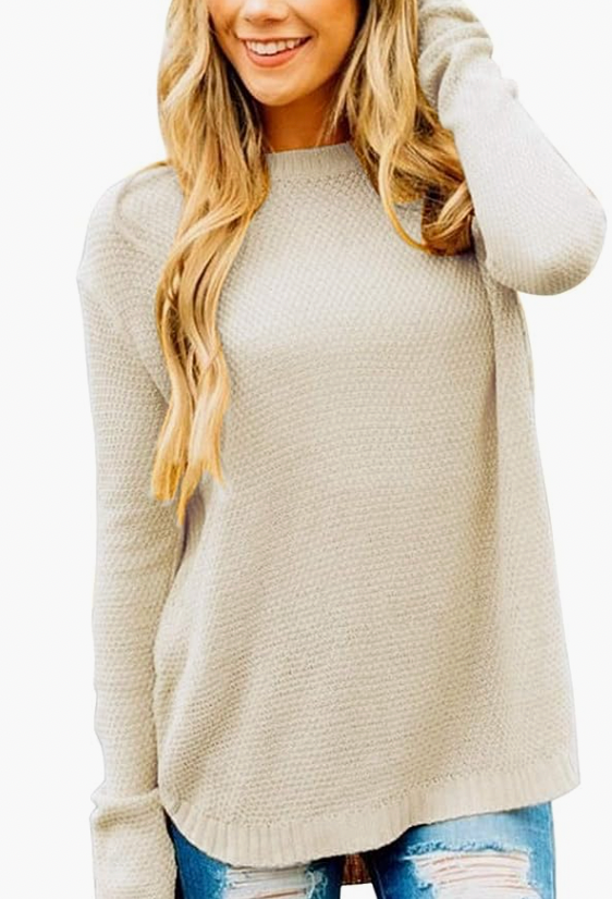 MeroKeety + Long Sleeve Oversized Knit Crew Neck