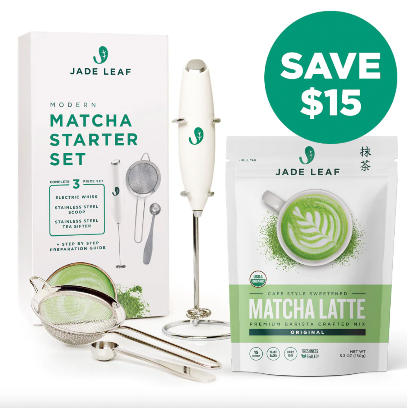 Jade Leaf Matcha + Cafe Style Matcha Latte Mix Starter Bundle