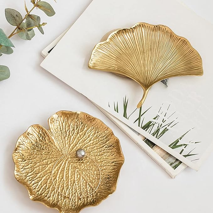 Houseen + Golden Ginkgo Leaf Vanity Tray