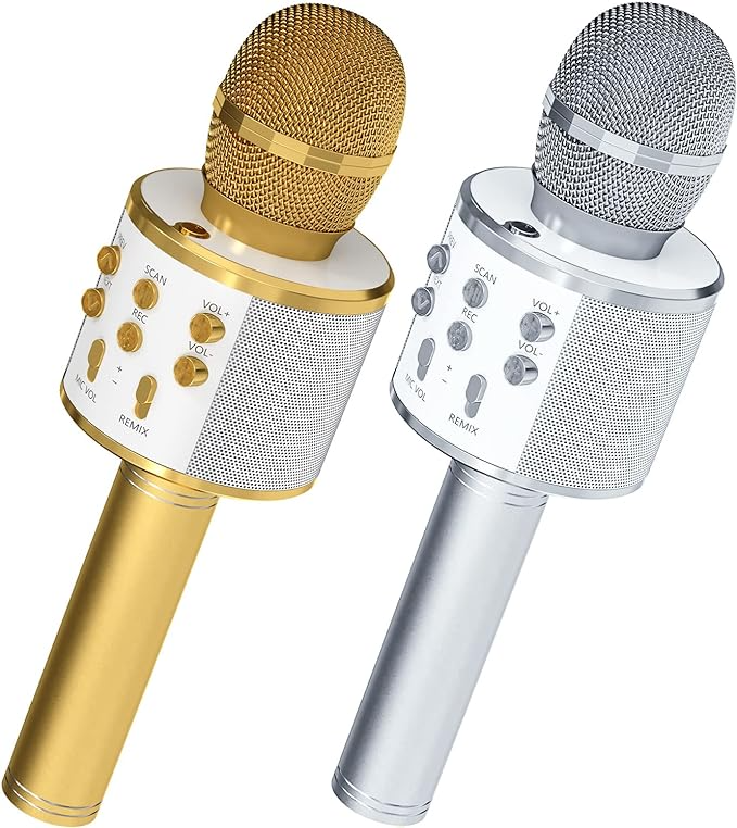 OVELLIC + 2 Pack Wireless Bluetooth Karaoke Microphones