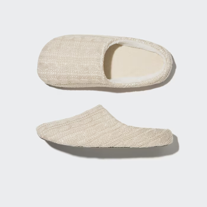 Uniqlo + Cable Knit Slippers (Rubber Sole)