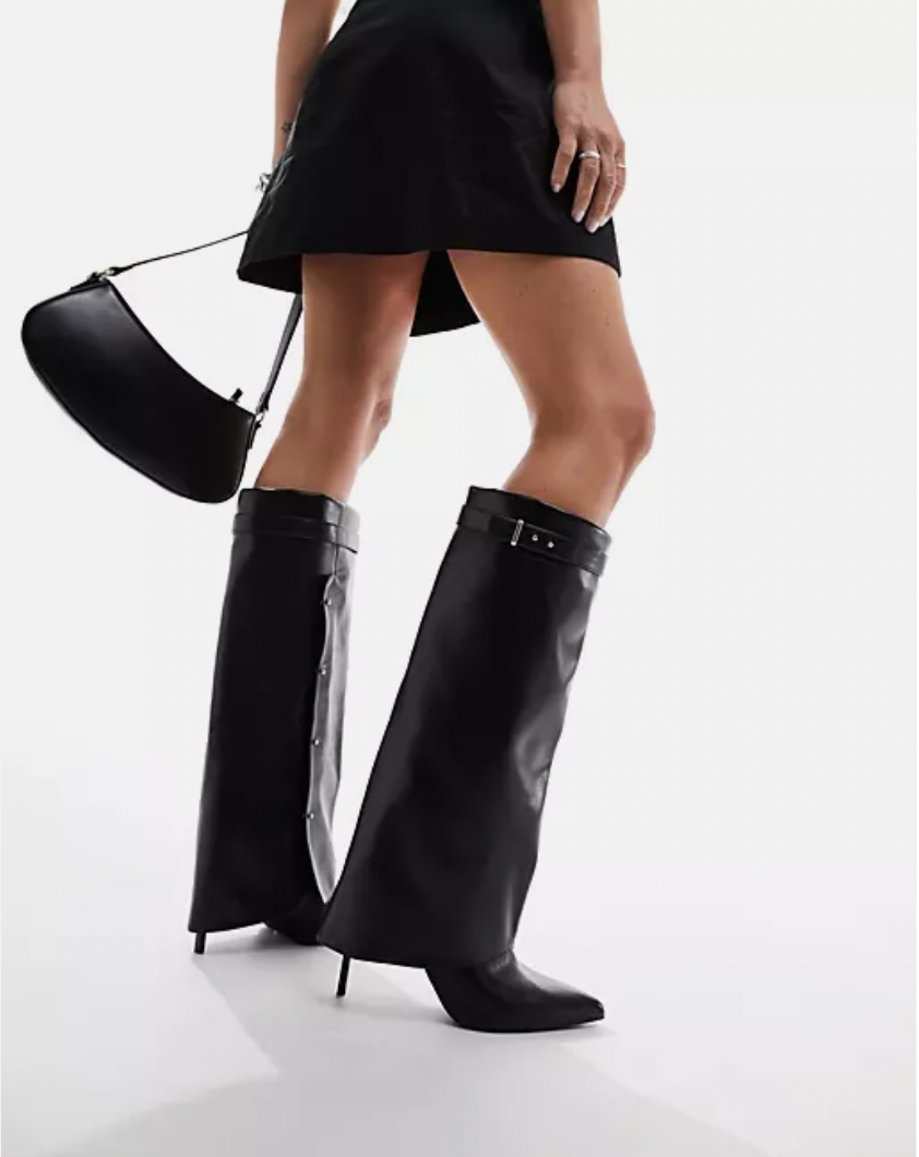 ASOS DESIGN + High Heeled Fold Over Knee Boots