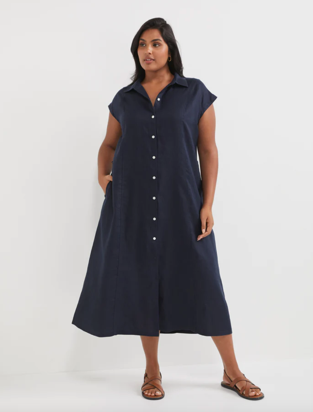 Commonry + A-Line Linen Shirt Dress