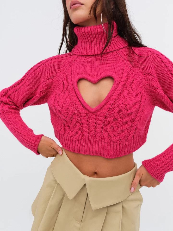 For Love And Lemons Vera Cropped Cutout Sweater