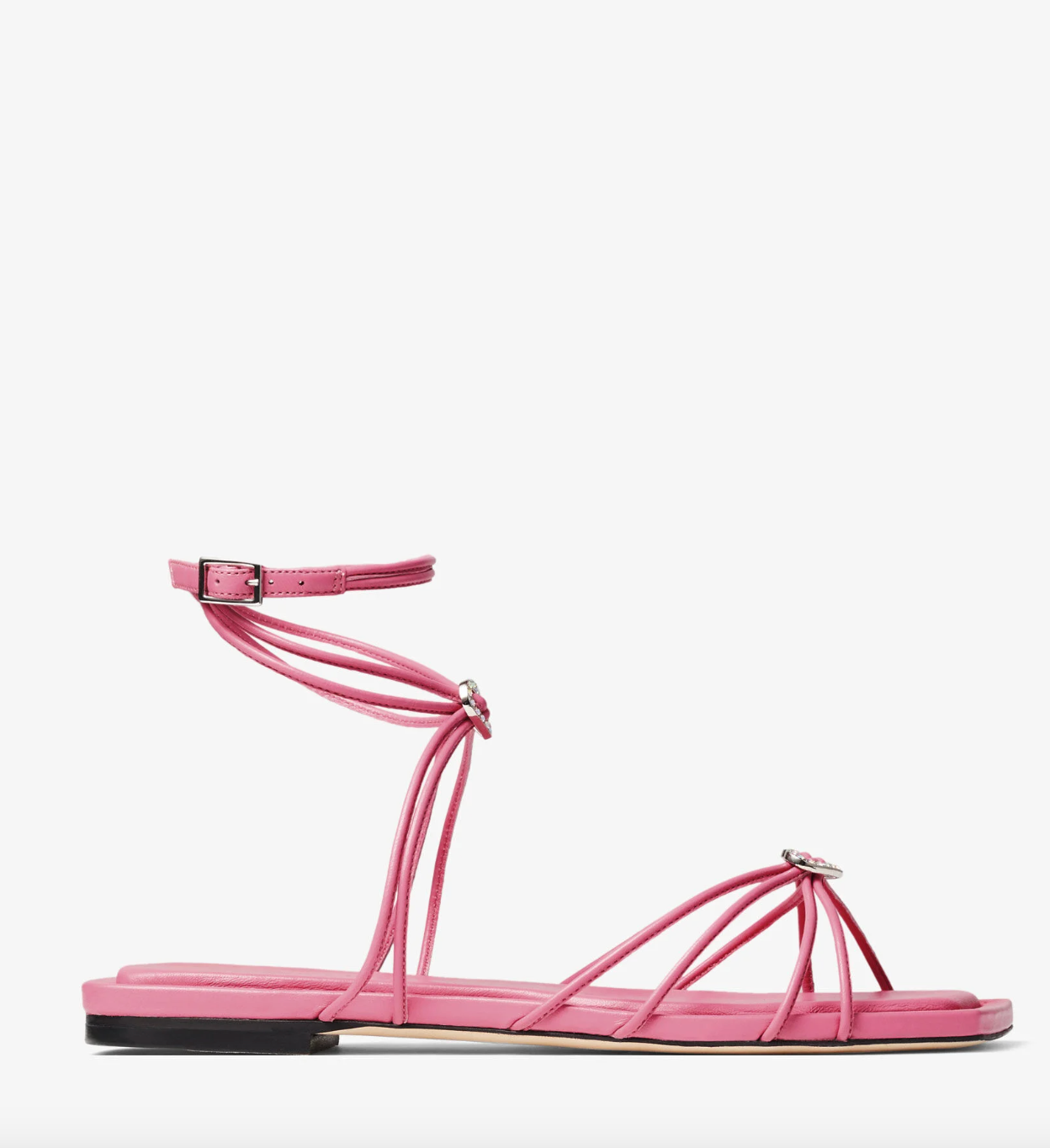 Jimmy Choo + Candy Pink Nappa Leather Flat Sandals