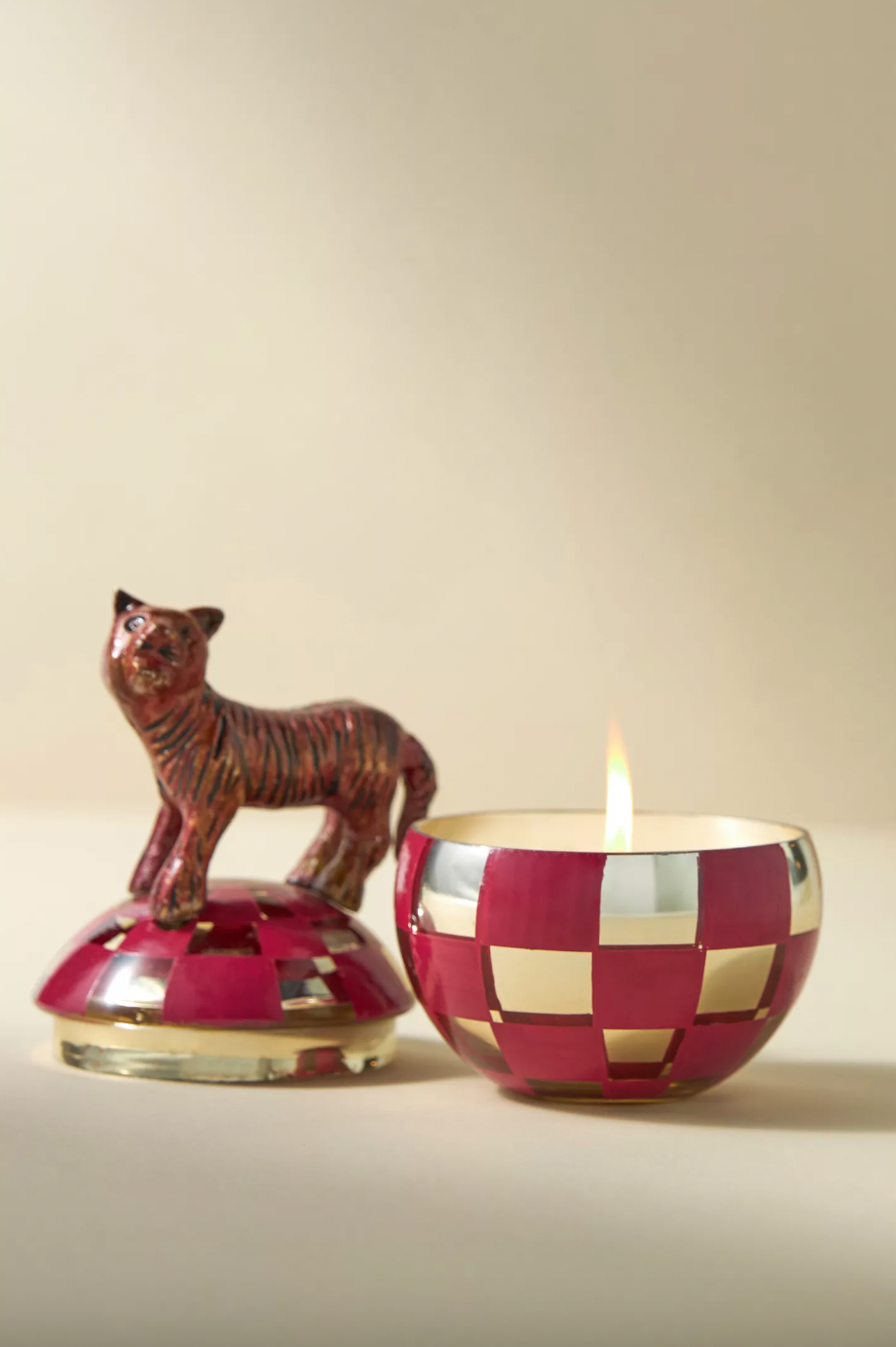 Anthropologie + Circus Blackberry Balsam Woody Fruity Glass Tiger Candle