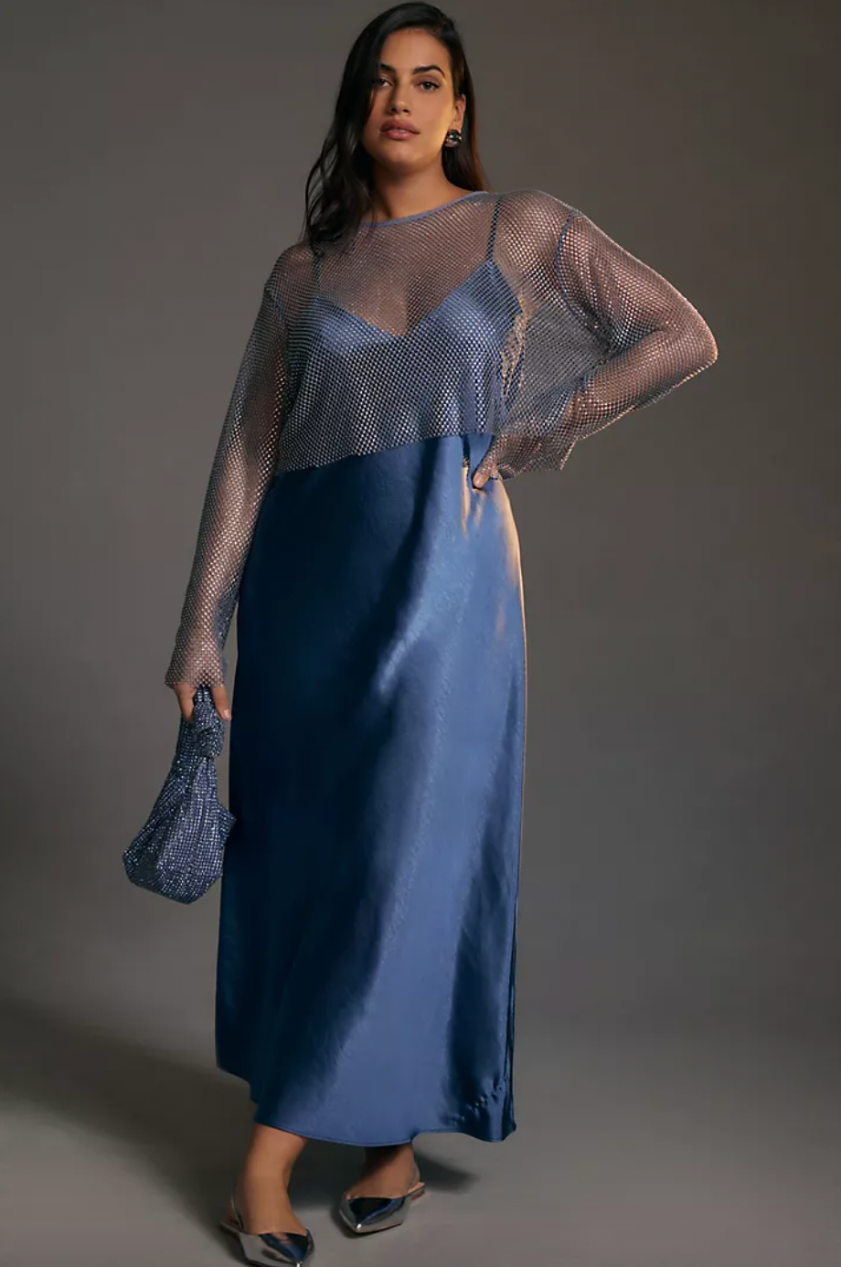 Dolan Left Coast + Mesh Slip Twofer Midi Dress