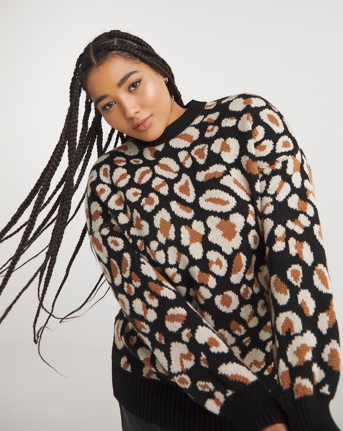 Simply Be + Neutral Leopard Pattern Jumper