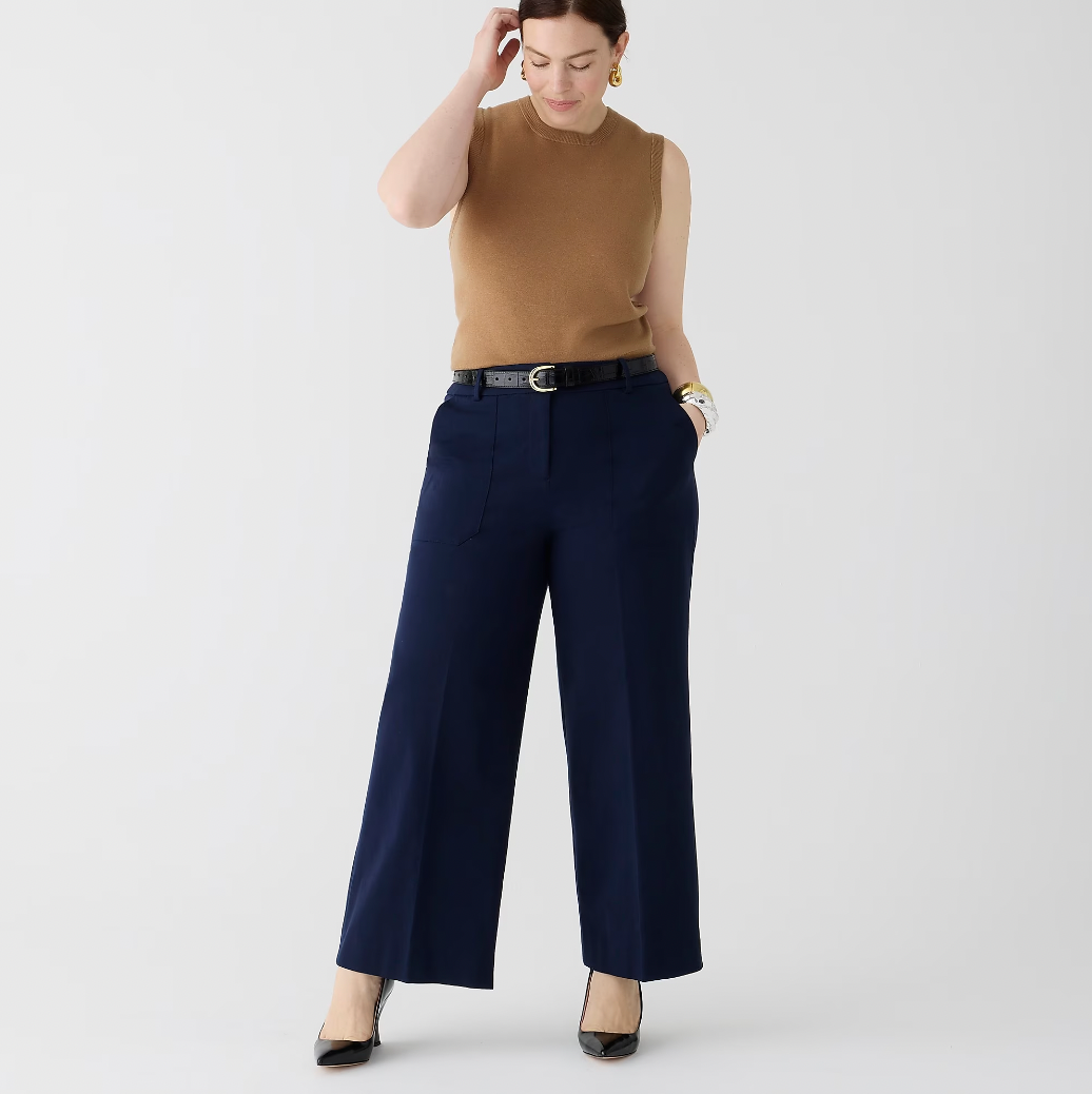 J.Crew + Sydney Wide-Leg Pant In Bi-Stretch Cotton Blend