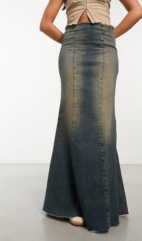 Collusion + Denim Fishtail Maxi Skirt