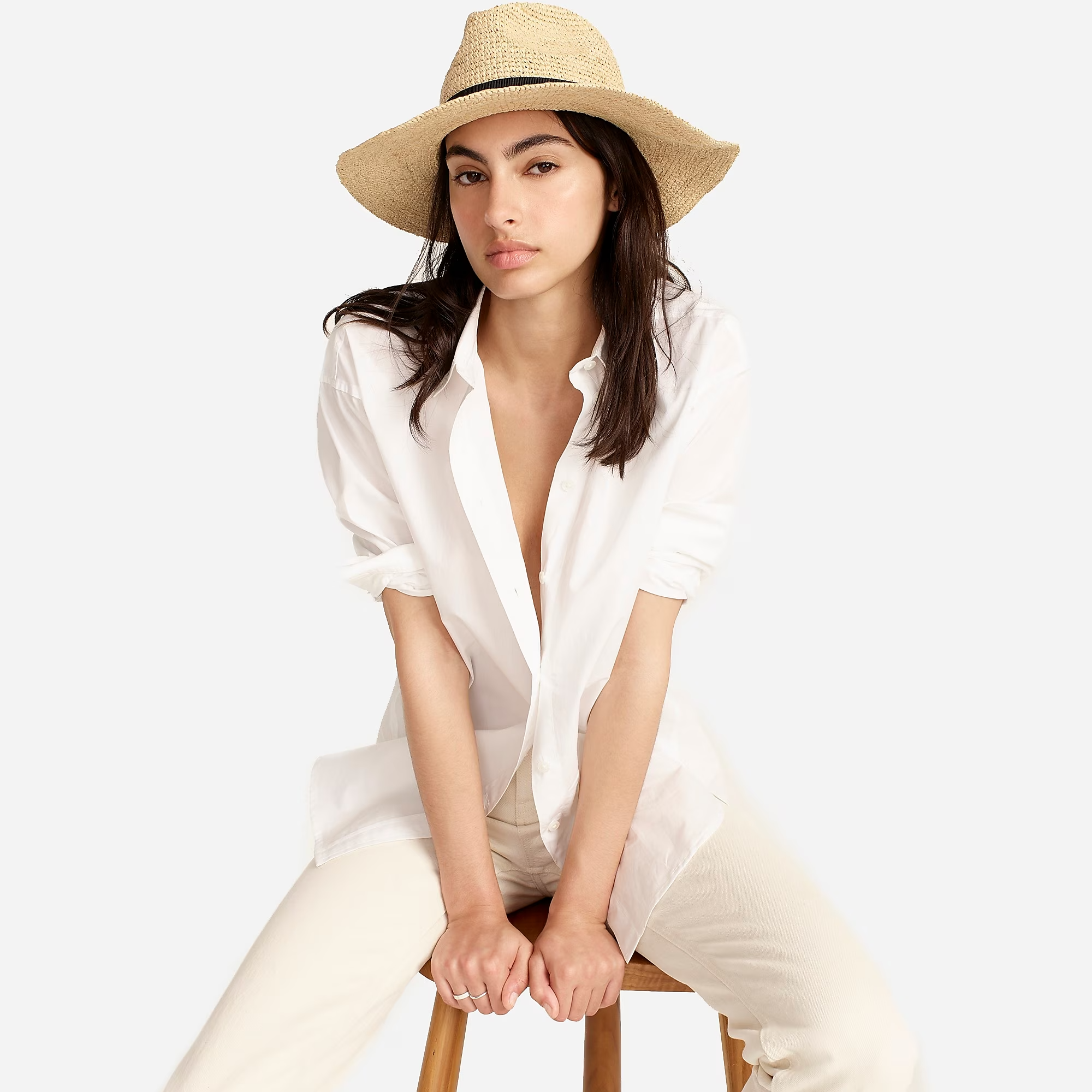 J.Crew + Wide-brim packable straw hat