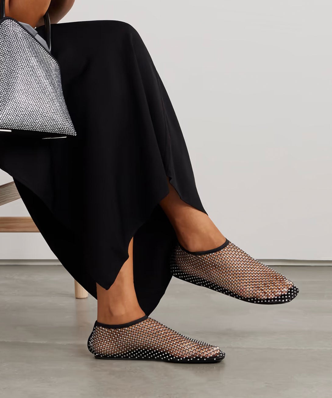 Christpher Esber + Minette Crystal-Embellished Mesh Ballet Flats