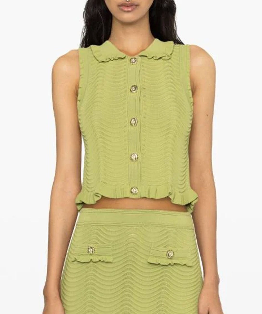 Sandro + Wave-Knit Polo Tank Top