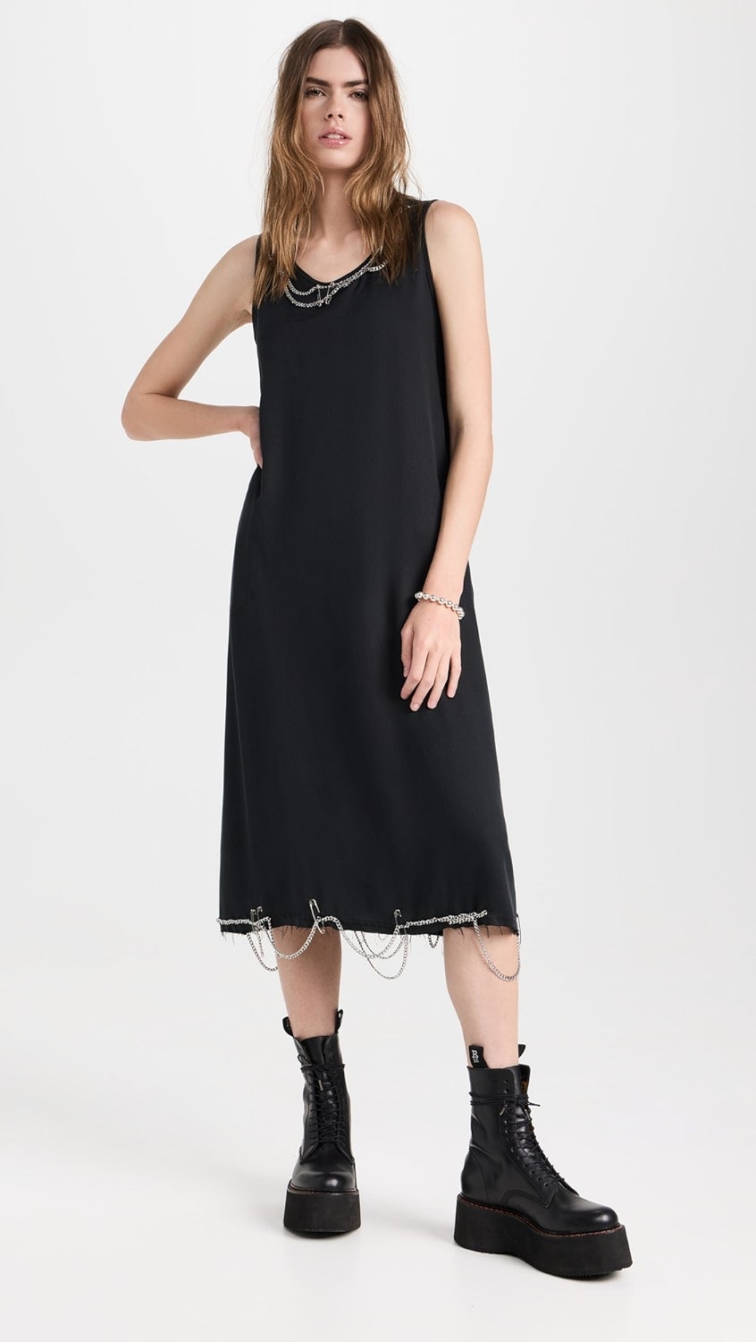 R13 + Sleeveless Midi Dress with Chains