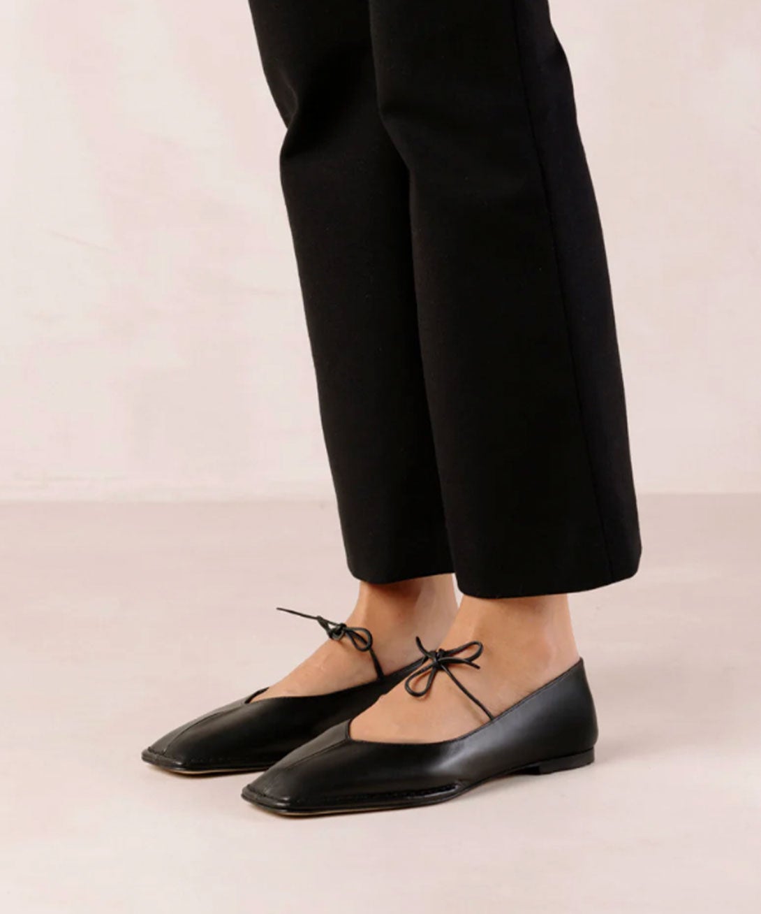 ALOHAS + Sway Black Leather Flats