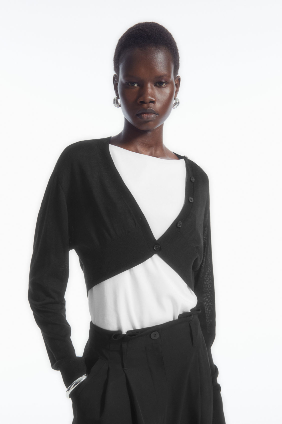 COS + Cropped Wool-Blend Cardigan