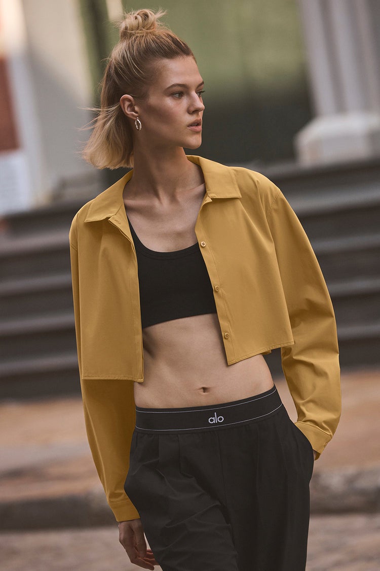 Alo + Cropped Take Me Out Button Up