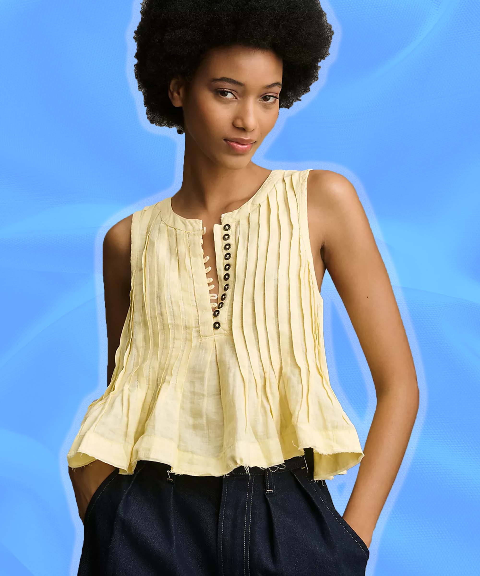 Maeve + Mock-Neck Shell Top