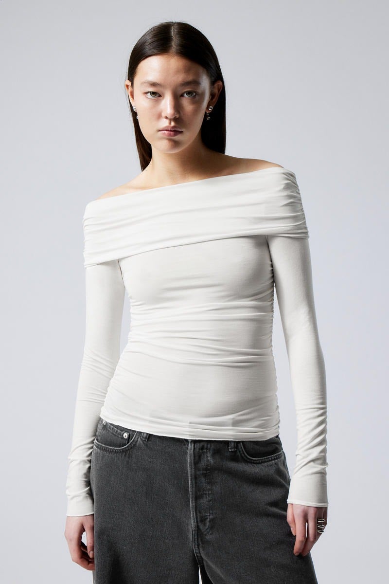 Weekday + Folded Off Shoulder Long Sleeve Top