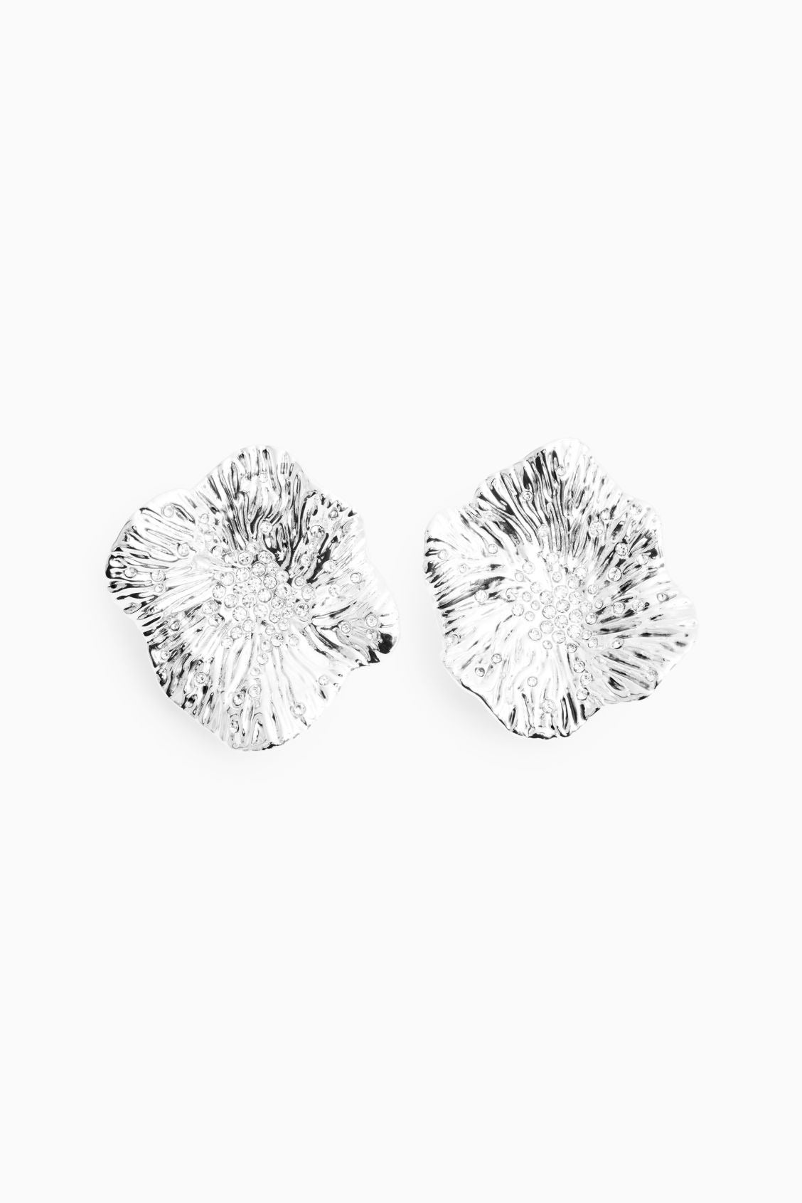 COS + Crystal Flower Clip-On Earrings