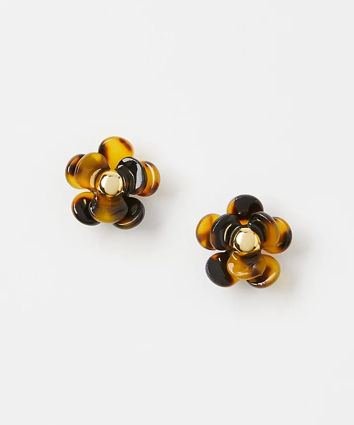 LOFT + Tortoiseshell Print Flower Stud Earrings
