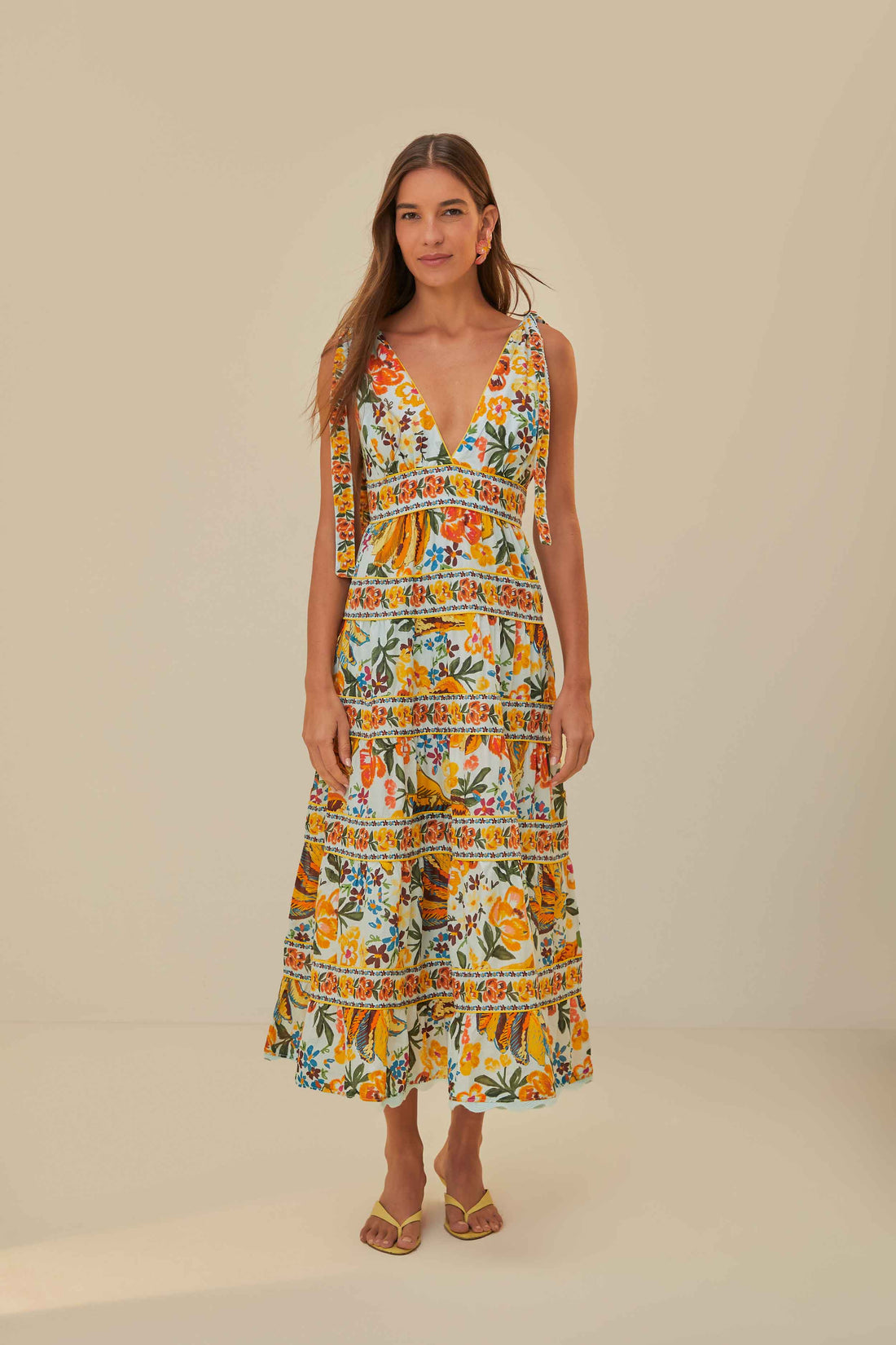 Farm Rio + Blue Spring Bananas Midi Dress