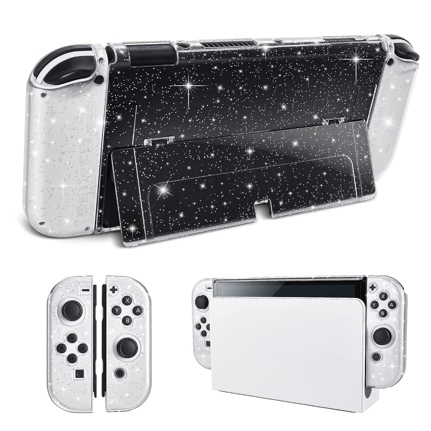 DLSeego + Protective Glitter Case Compatible with Switch OLED Console