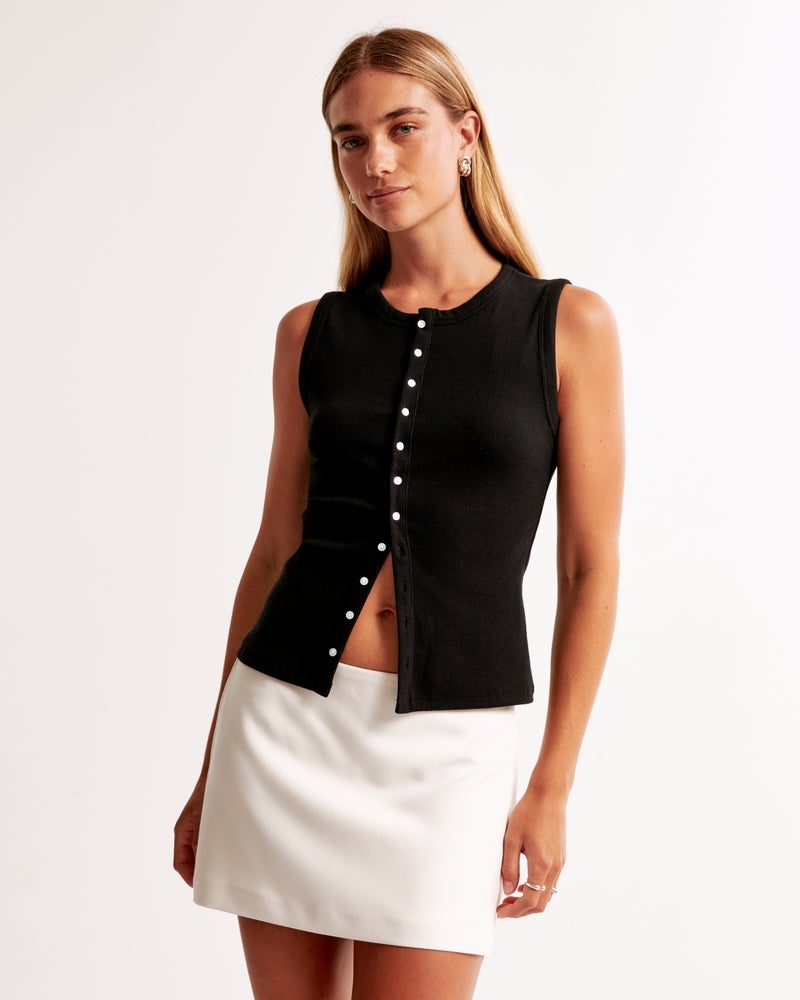 Abercrombie and Fitch + Rib Crew Button-Up Top