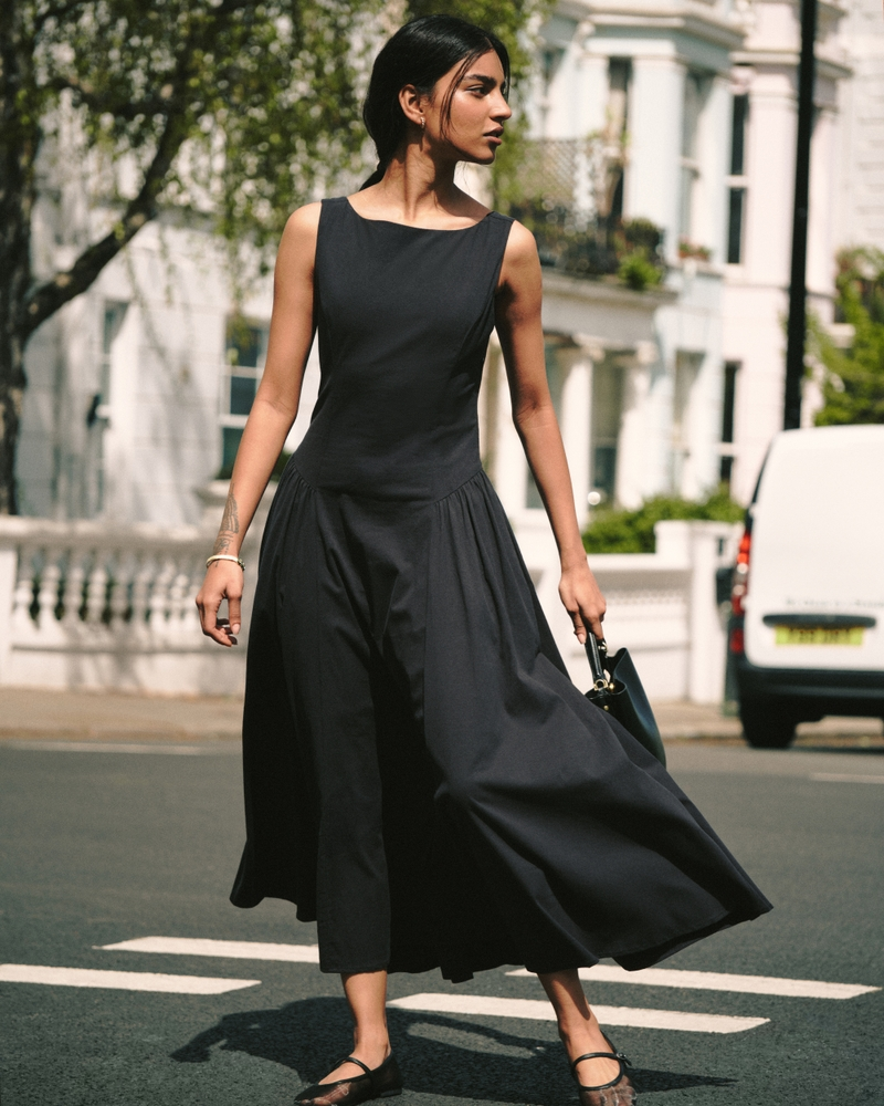 Abercrombie and Fitch + Drop-Waist Midi Dress