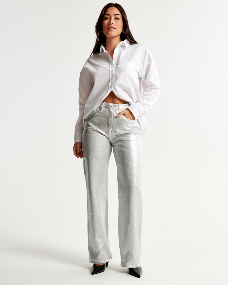 Abercrombie & Fitch + Curve Love High Rise 90s Relaxed Jean in Silver