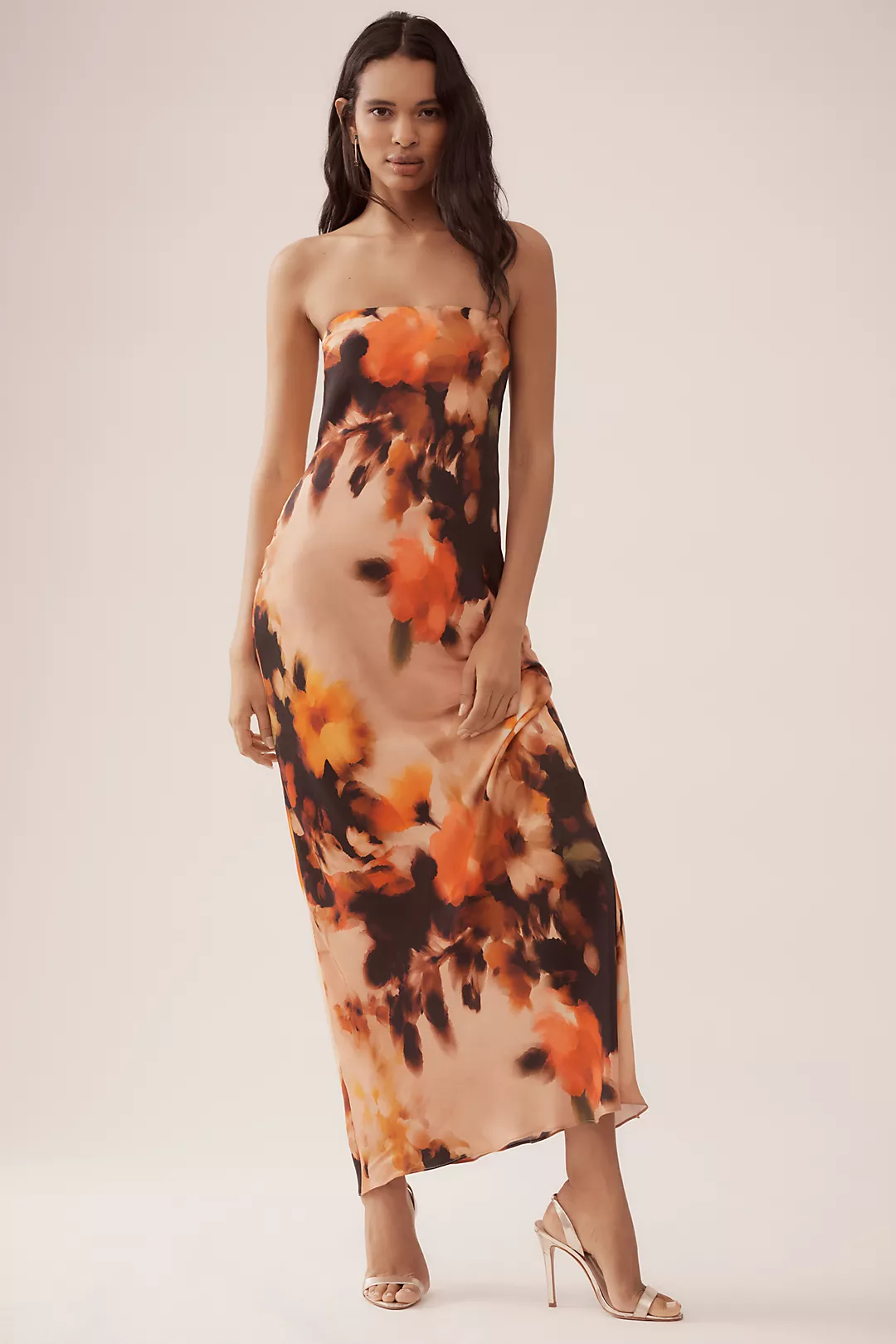 By Anthropologie + The Fleur Strapless Satin Maxi Slip Dress
