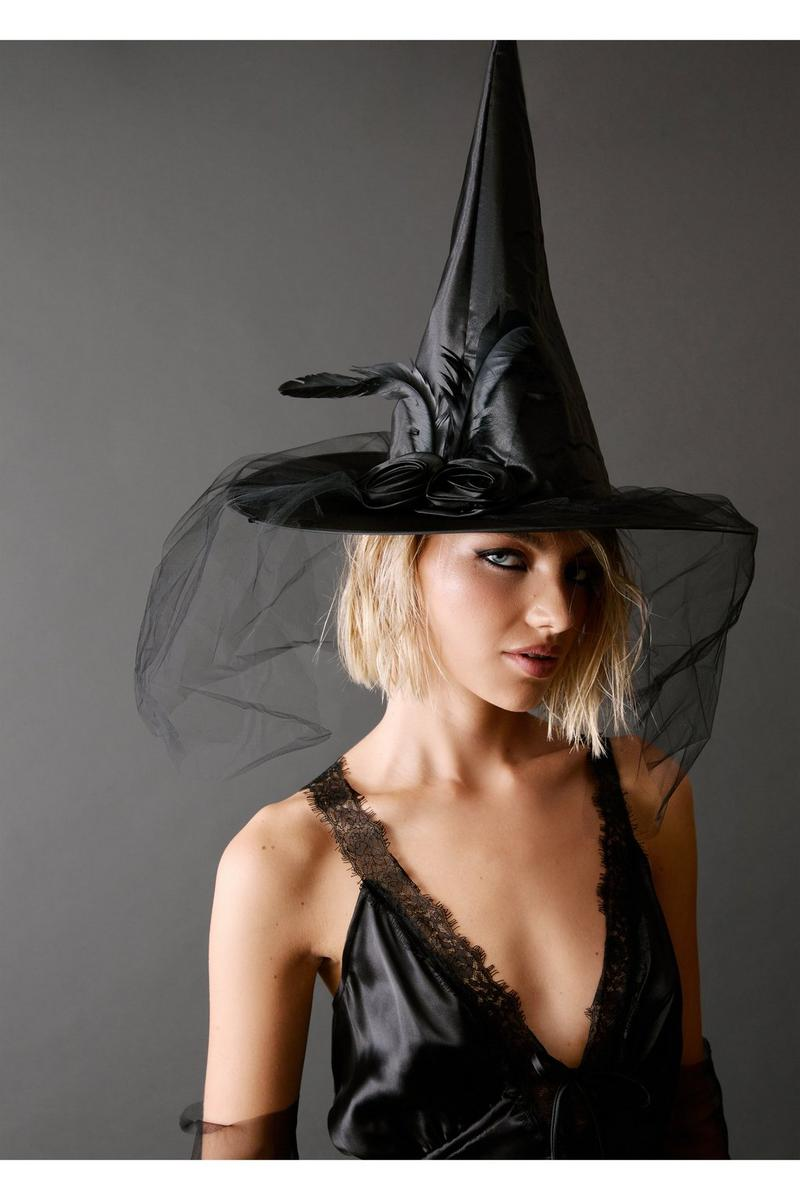 Nasty Gal + Mesh Veil Witch Hat