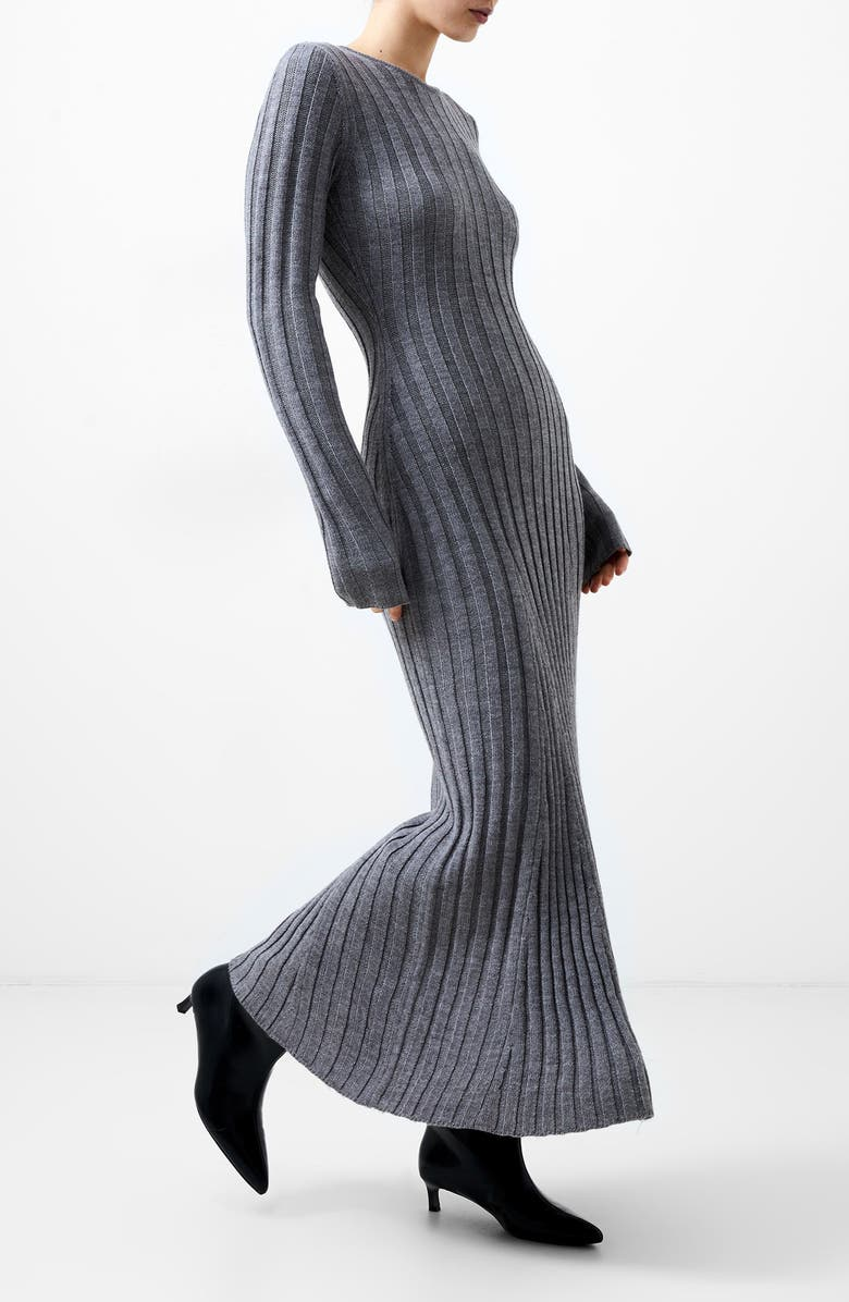 French Connection + Long Sleeve Rib Maxi Sweater Dress