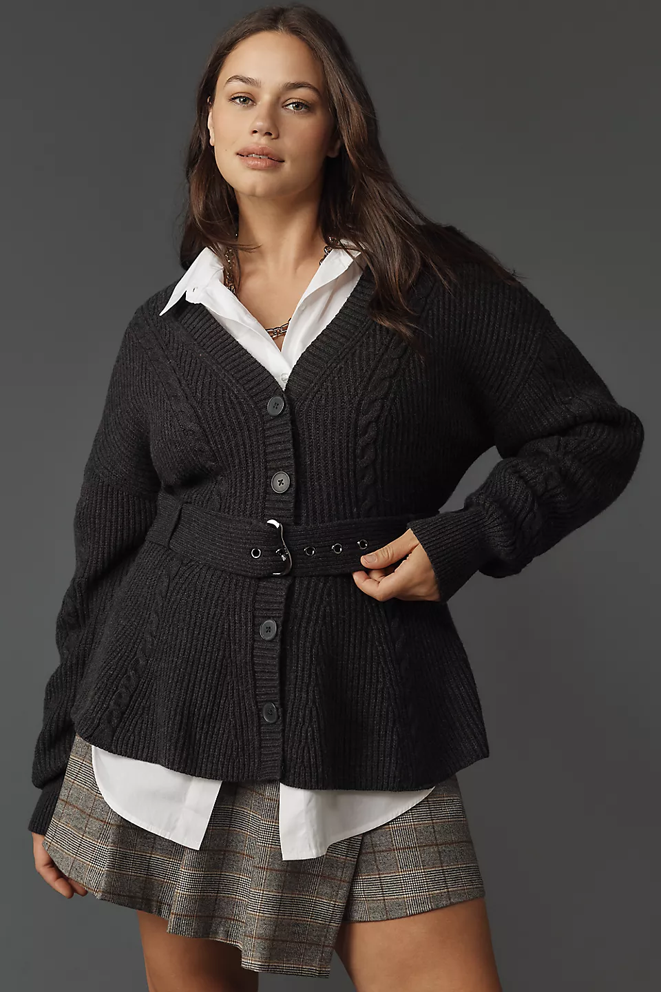 Maeve + Belted Cable Cardigan Sweater
