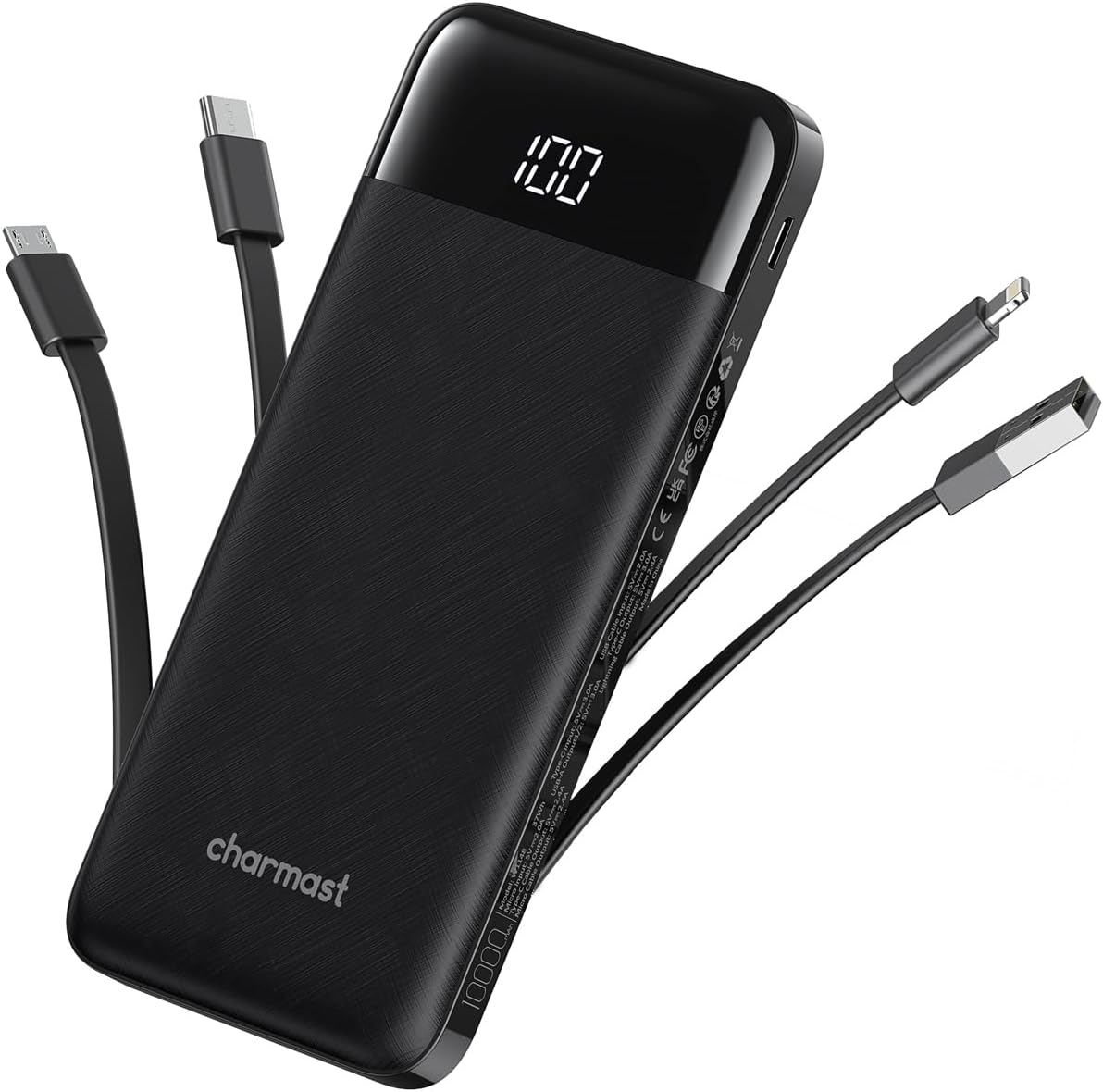 Charmast + Portable Charger with Built in Cables