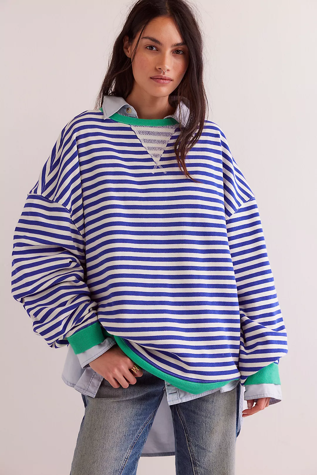 We The Free + Classic Striped Oversized Crewneck