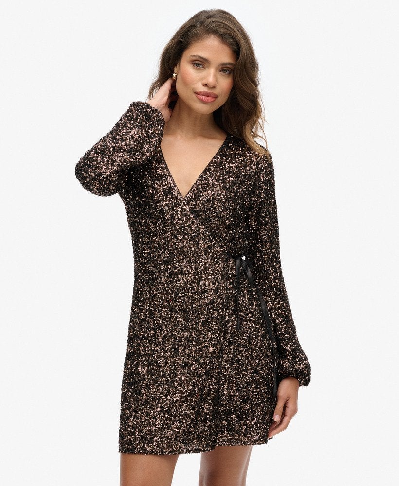 Superdry + Sequin Wrap Mini Dress