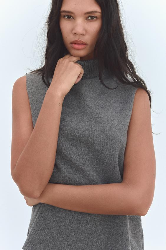 Zara + Soft High Collar Top