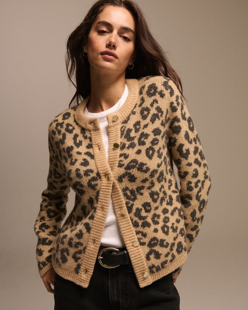 Abercrombie & Fitch + Leopard Crew Cardigan