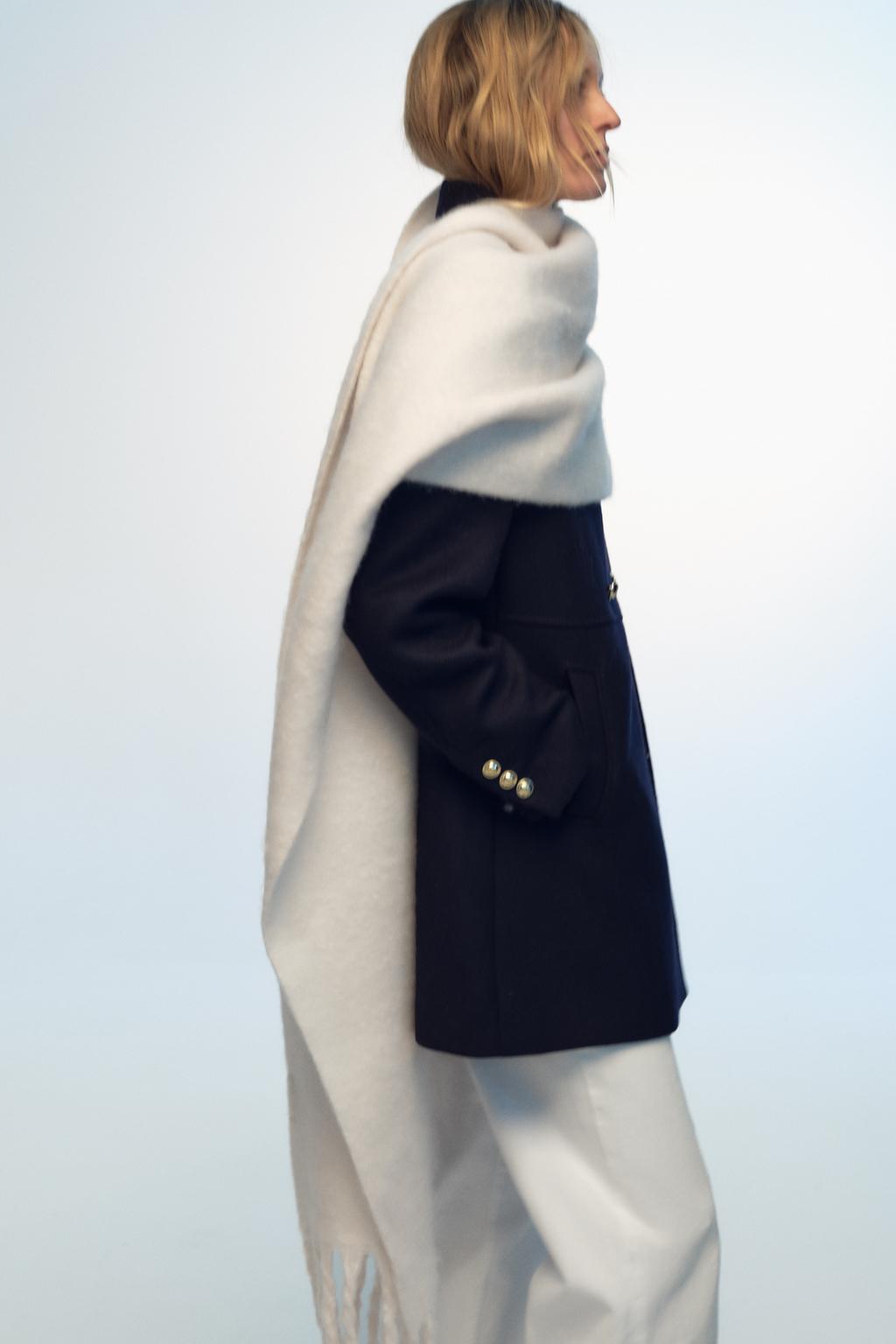 Zara + Fringed Wide Scarf