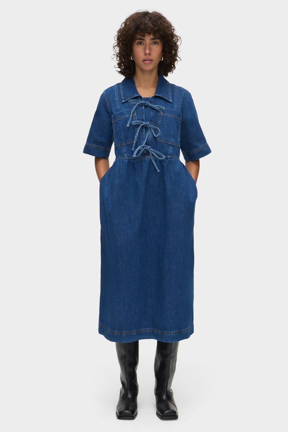 Aligne + Effy Tie Front Denim Dress