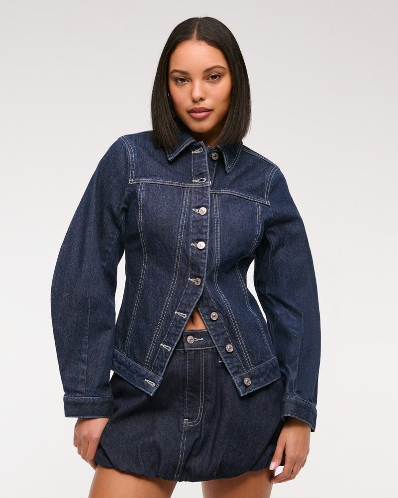 Abercrombie & Fitch + Slim Barrel Sleeve Denim Jacket