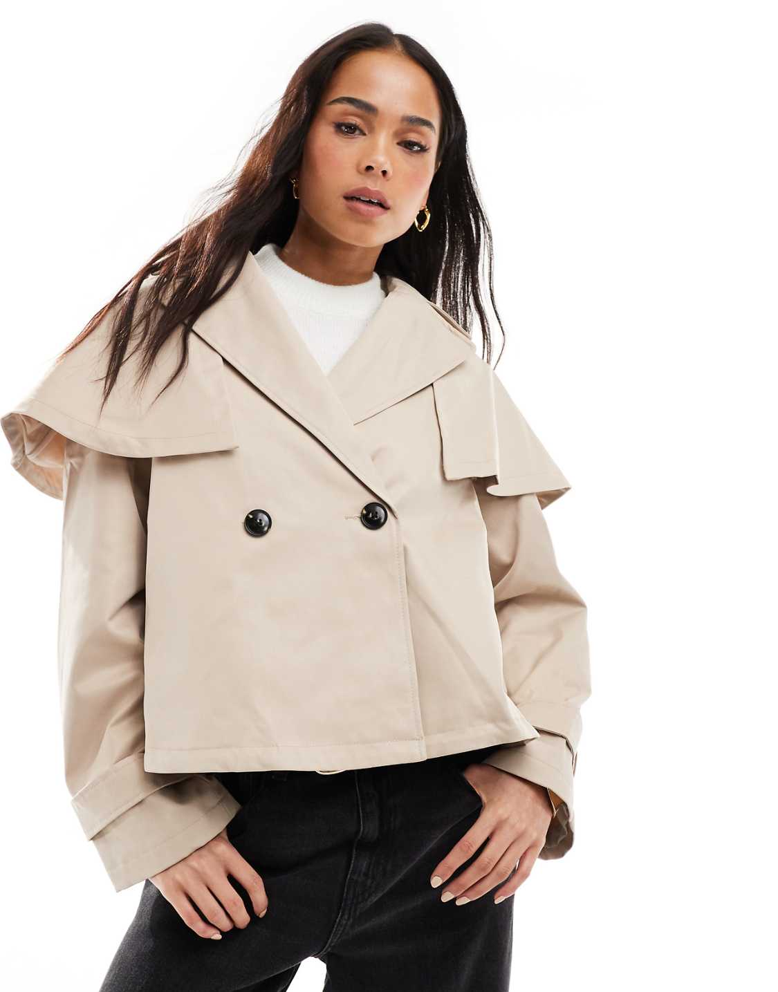 Miss Selfridge + Cropped Cape Trench