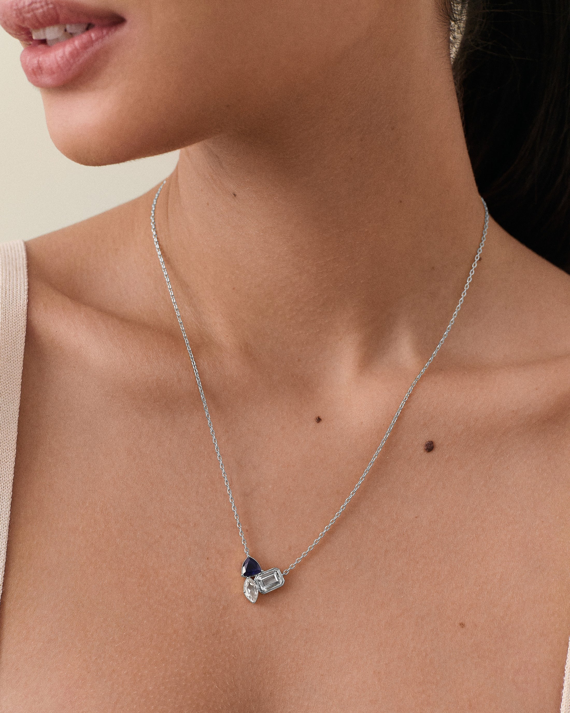 Edge of Ember + Trinity Customised Gemstone Necklace – Silver